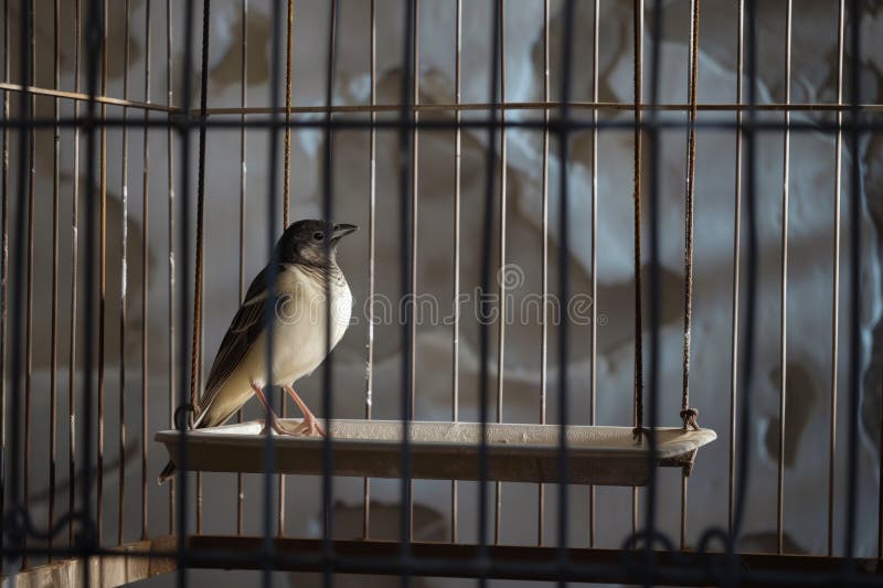 Bird Perched on a Swing Inside a Cage Stock Image - Image of swing ...
