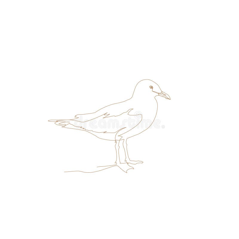 Bird Perches on Bridge Rail. Continuous Line Drawing Stock Vector ...