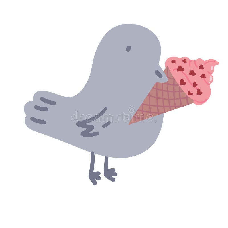 Bird with Pink Ice Cream Flat Design Valentines Day Stock Vector ...