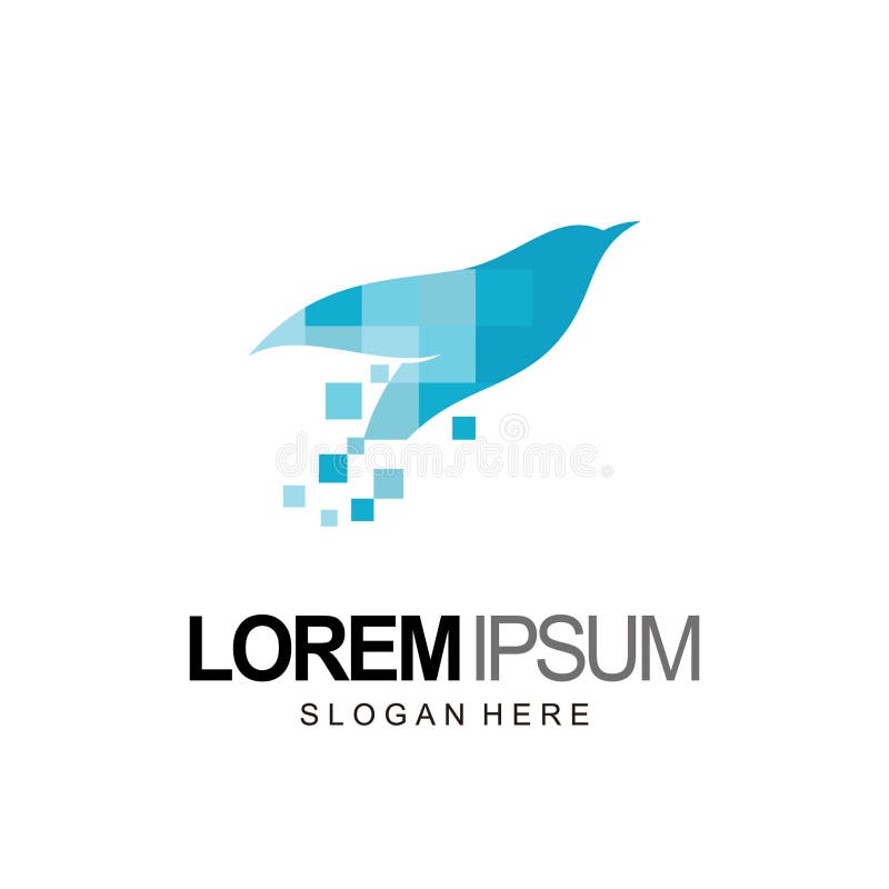 Bird and Pixel Logo, Flat Style Color Design Vector and Template Stock ...