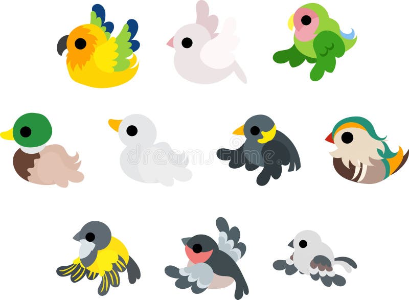 The Cute Colorful Bird Icons Stock Vector - Illustration of decoration ...