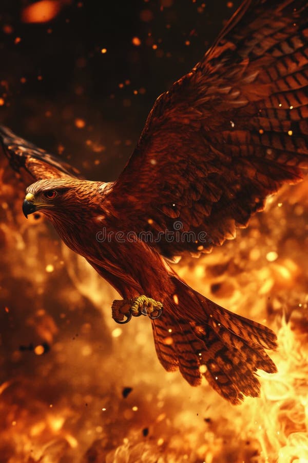 Bird of Prey Flying Over Fire Stock Photo - Image of temperature ...