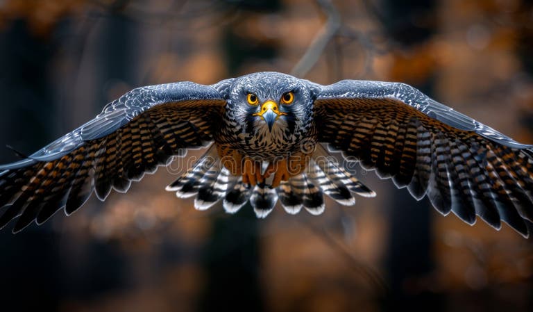 Bird of Prey Goshawk Flies in the Forest with Open Wings. Goshawk on ...