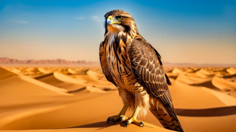 Bird of Prey Possibly Falcon Perched on Sand Dune. Generative AI Stock ...
