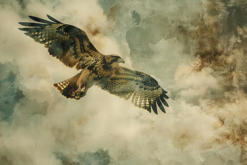 A Bird of Prey Superimposed with the Texture of a Dramatic Cloudy Sky ...