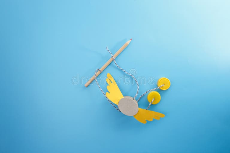 Bird Puppet Crafted Using Everyday Materials. Wooden Pencil As the ...