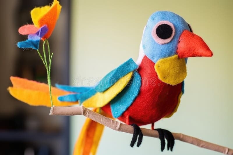 Bird Puppet Made of Colorful Felt Stock Illustration - Illustration of ...