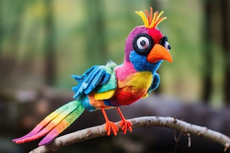 Bird Puppet Made of Colorful Felt Stock Illustration - Illustration of ...