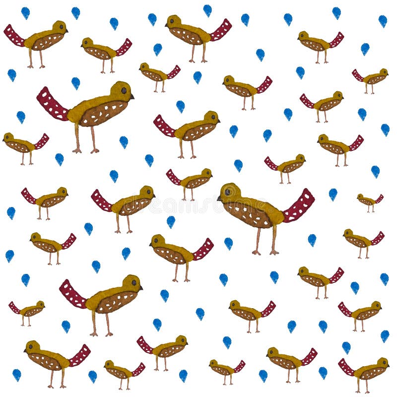 Bird and raindrop pattern stock illustration. Illustration of pattern ...