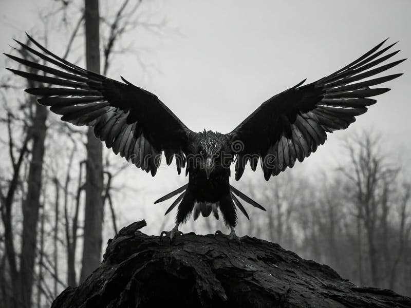 Bird with raised wings stock illustration. Illustration of black ...