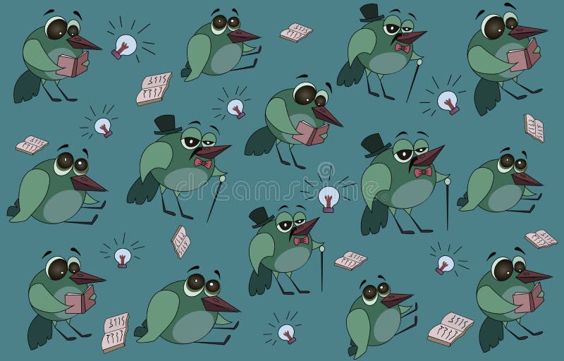 The Bird is Reading a Book. Cartoon Illustration Stock Illustration ...