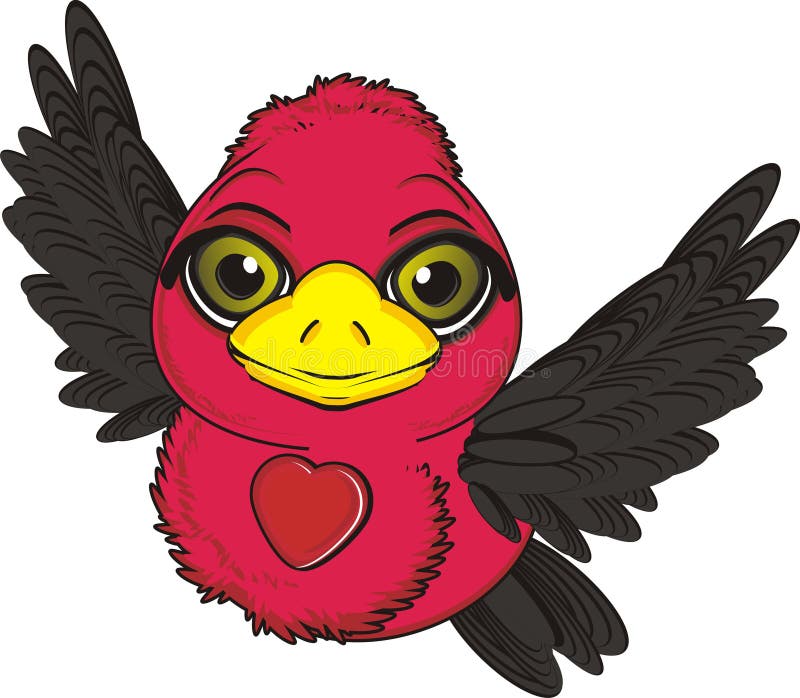 Bird with red heart stock illustration. Illustration of little - 86635898