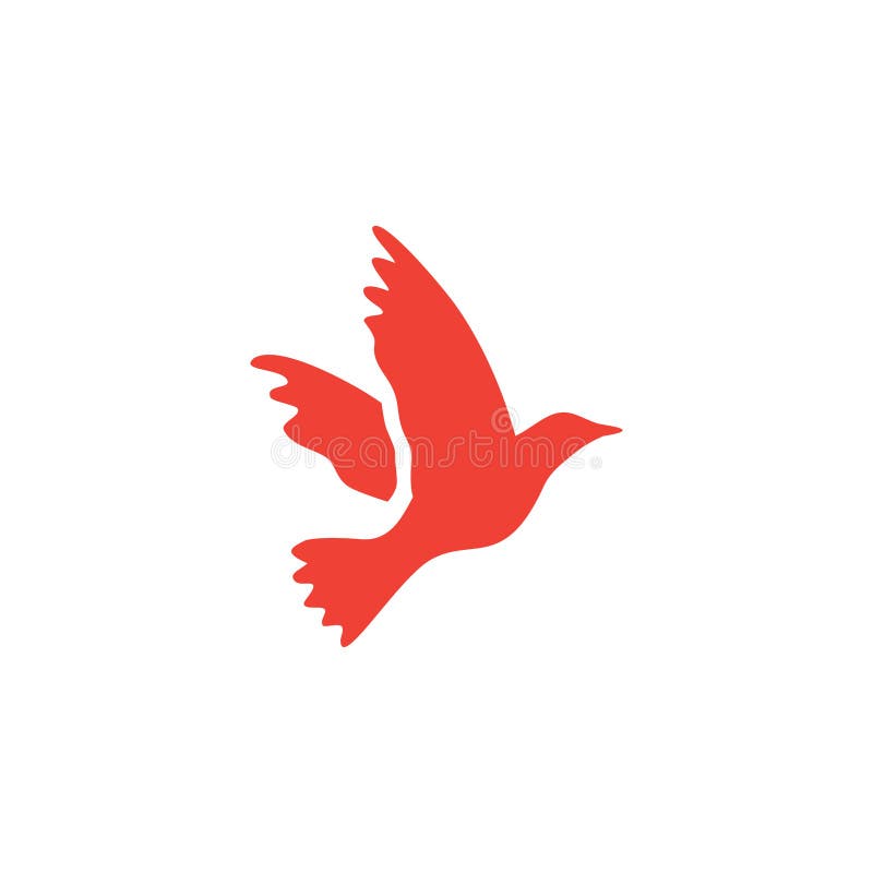 Bird Red Icon on White Background. Red Flat Style Vector Illustration ...