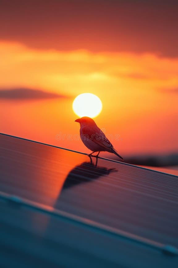 Bird on rooftop at sunset stock image. Image of nature - 378297293