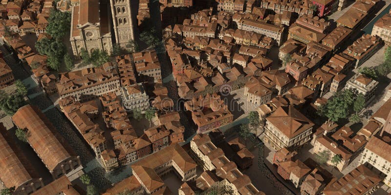 Bird S Eye View of the Antique Cityscape 3d Illustration Stock ...