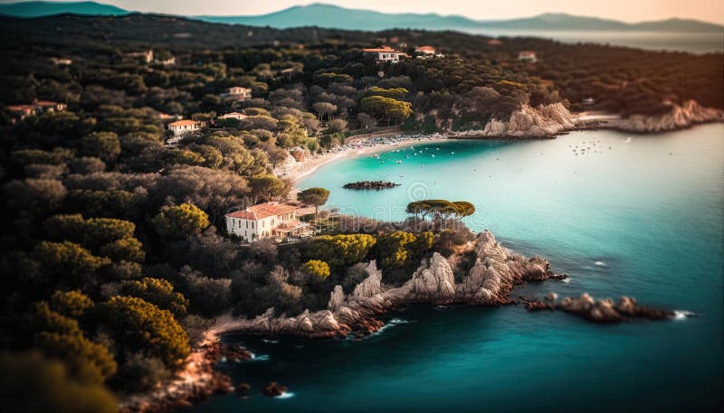 A Bird S Eye View of a Beach and a Body of Water Stock Illustration ...