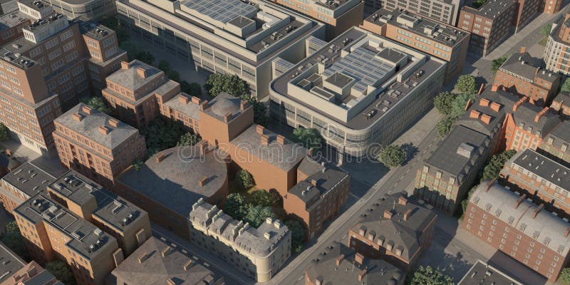 Bird S Eye View of the Cityscape 3d Illustration Stock Illustration ...