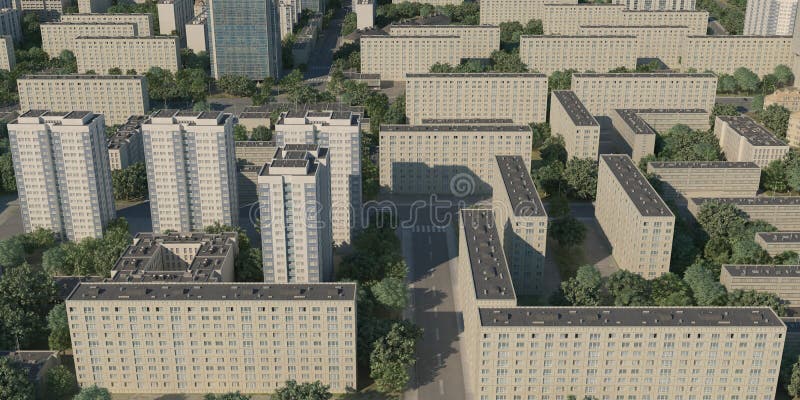 Bird S Eye View of the Cityscape 3d Illustration Stock Illustration ...