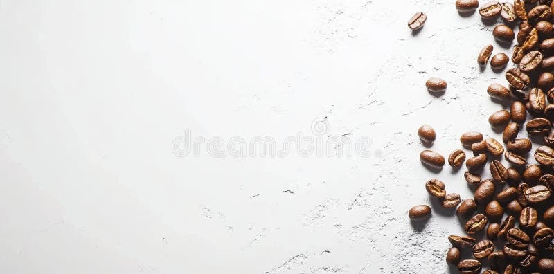 A Bird S-eye View of Coffee Beans Scattered on a Gray Stone Backdrop ...