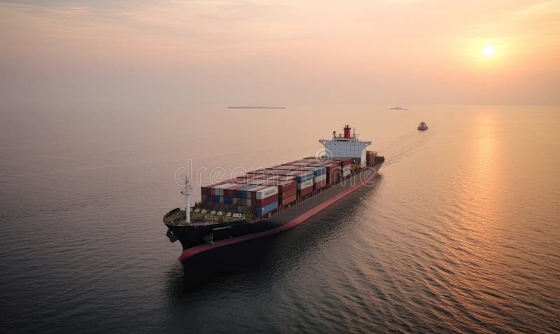 Bird S Eye View of a Container Vessel Sailing on the Open Sea Creating ...