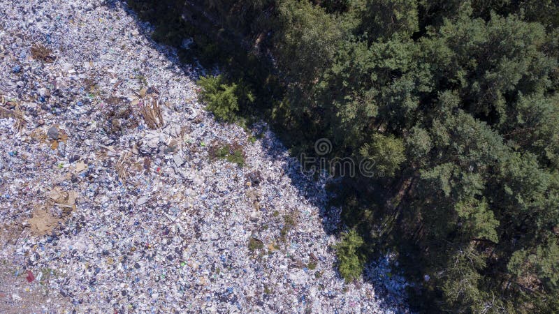 Bird`s Eye View of Ecological Disaster, Garbage Dump on the Border with ...