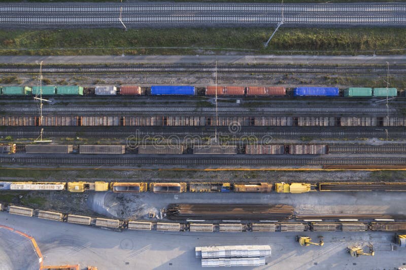 Aerial Documentation of a Railway Freight Yard Stock Photo - Image of ...