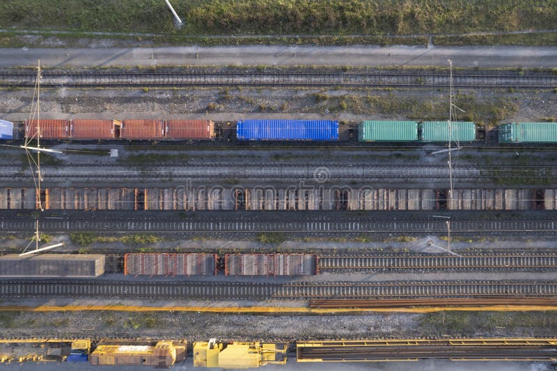 Aerial Documentation of a Railway Freight Yard Stock Image - Image of ...