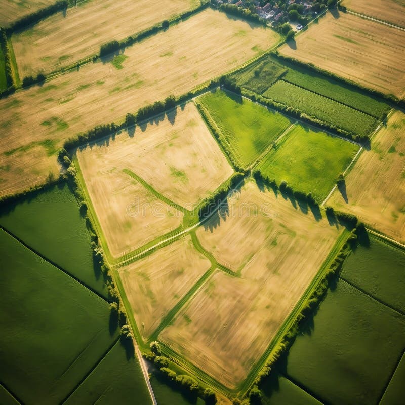 Bird S Eye View Green Field, Position Point, and Boundaries. Generative ...