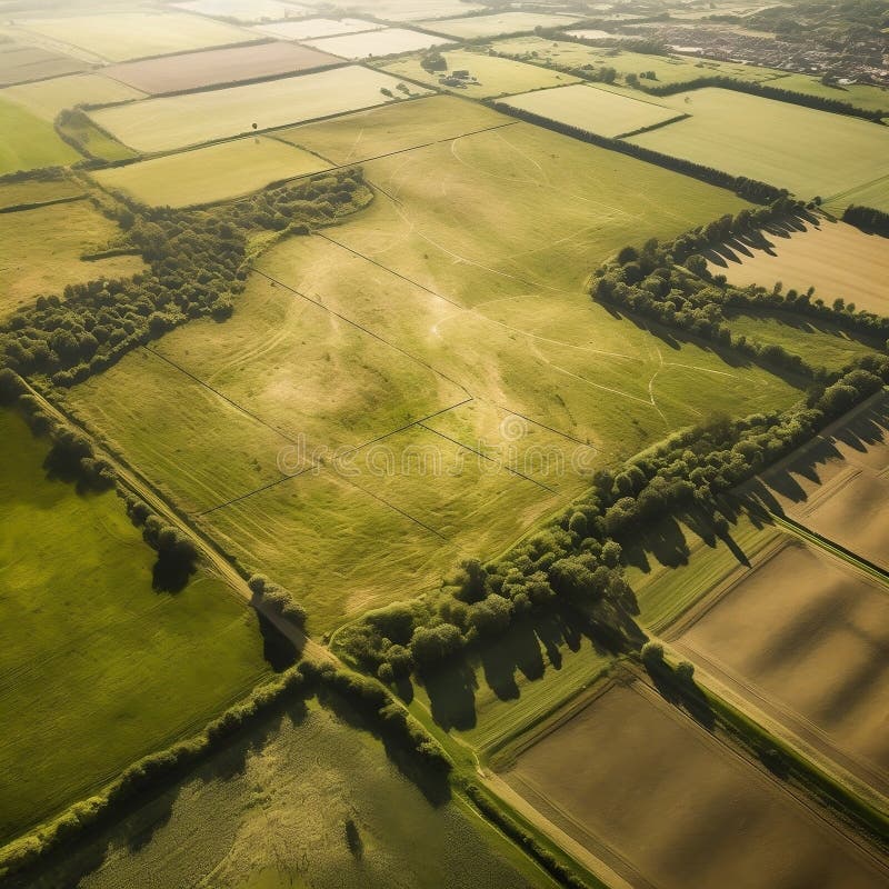 Bird S Eye View Green Field, Position Point, and Boundaries. Generative ...