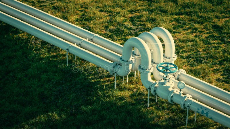 A Bird S Eye View of a Hydrogen Gas Pipeline Located in a Meadow. Stock ...