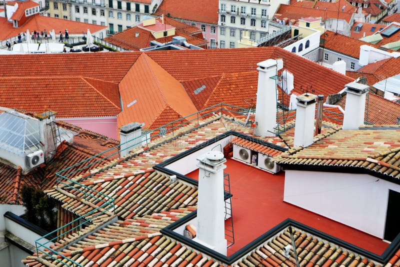 Bird's Eye View Of Orange Roofs Houses Picture. Image: 84909384
