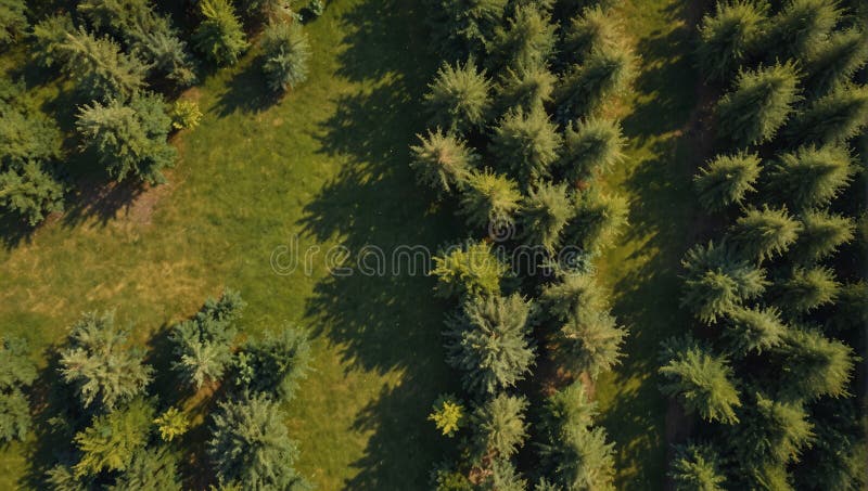 Bird S Eye View of Orchard with Well-kept Trees and Green Grass in ...