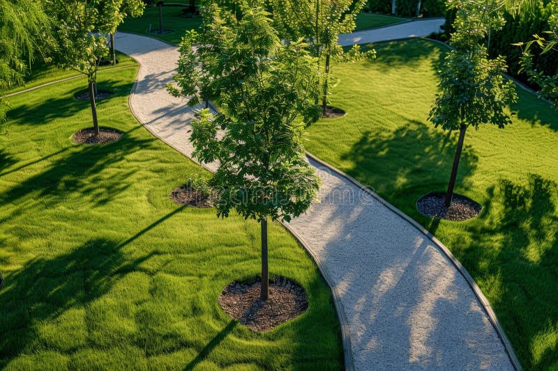 Bird S Eye View of Park Showing Intricate Path Design and Decorative ...