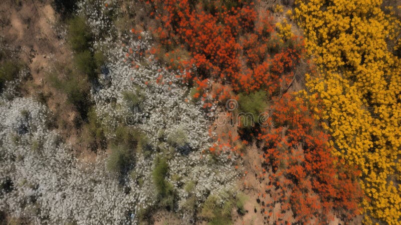A Bird S-eye View of a Patch of Wildflowers, Creating a Tapestry of ...