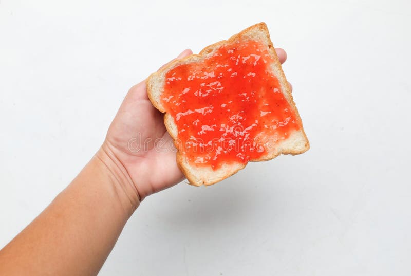 Raspberry Strawberry Jam, Fresh Red Berries Spread on Slice of Bread in ...