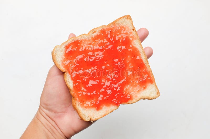 Raspberry Strawberry Jam, Fresh Red Berries Spread on Slice of Bread in ...