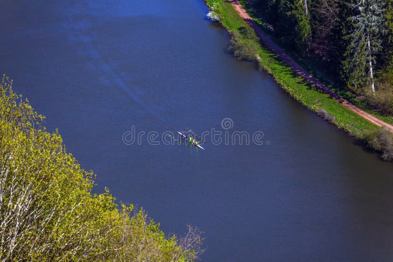Bird S Eye View of a River with People in a Canoe Editorial Stock Photo ...