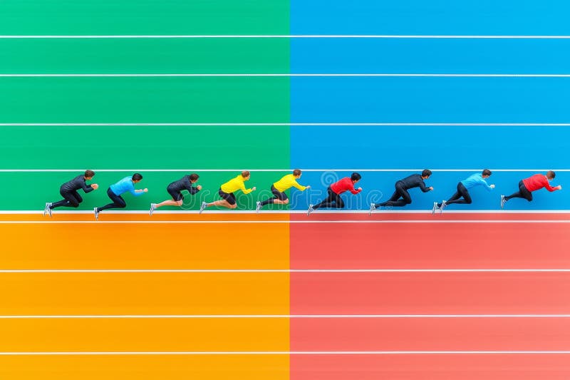 A Bird& X27;s-eye View of a Running Track with Runners. Stock Image ...