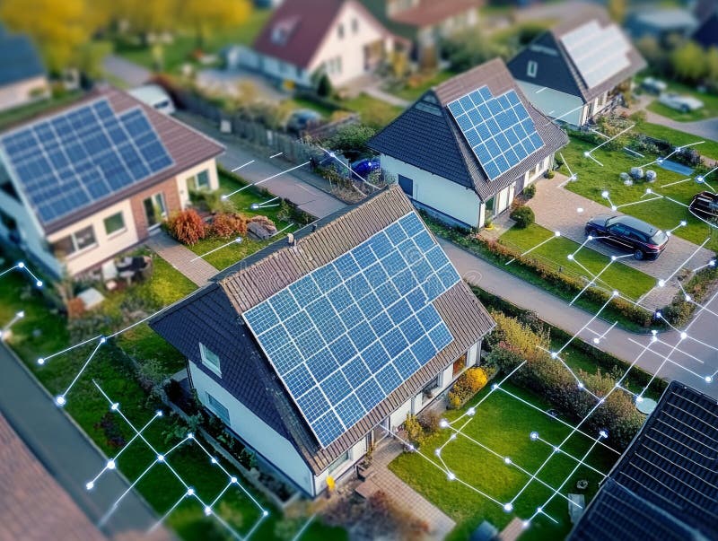 A Bird S-eye View of a Solar-powered Rooftop Neighborhood Linked To an ...