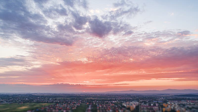 Bird S Eye View of the Sunset. Stock Image - Image of green ...