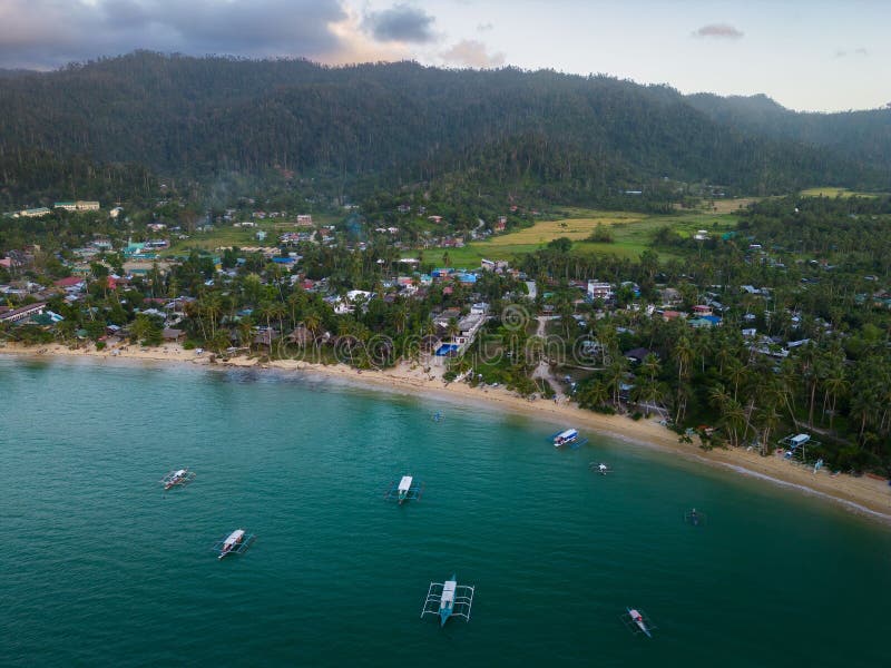 Bird S Eye View of a Sunset in Port Barton, Philippines Stock Photo ...