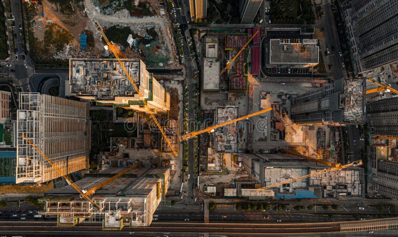 Bird S Eye View of Tall Buildings Under Construction Stock Photo ...