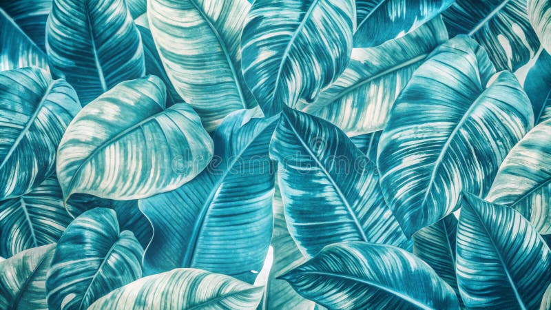 Bird S-Eye View Teal Tropical Leaf Composition Stock Illustration ...
