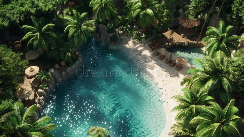 Bird S Eye View of a Tropical Oasis Awaiting Holiday Explorers Stock ...