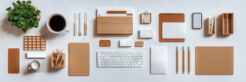 A Bird S-eye View of a White Office Desk Cluttered with Objects. Stock Photo - Image of document ...