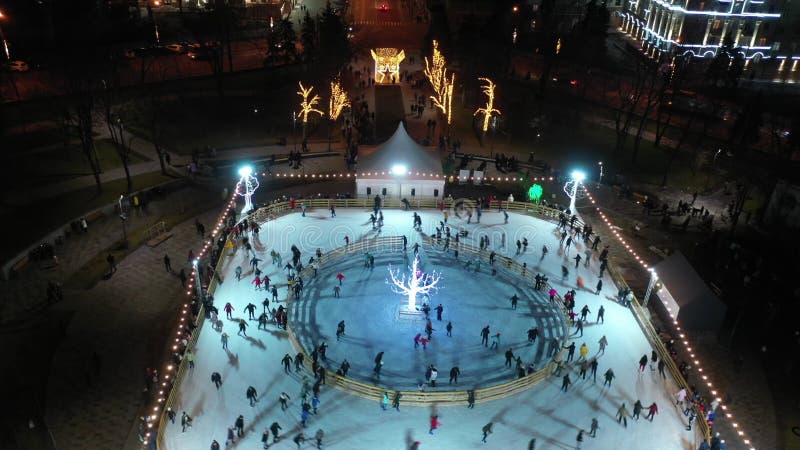 Bird`s Eye View of the Winter Ice Rink Stock Video - Video of athlete ...