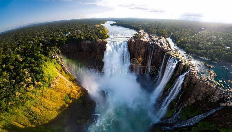 A Bird S Eye View of the World S Largest Waterfall from a Wide Angle ...
