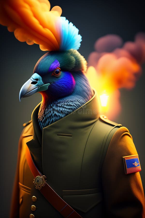A Bird in a Military Uniform- Ai Generated. Stock Illustration ...