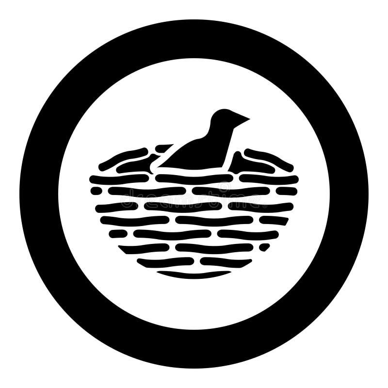 Bird S Nest with Bird Icon in Circle Round Black Color Vector Illustration Image Solid Outline ...