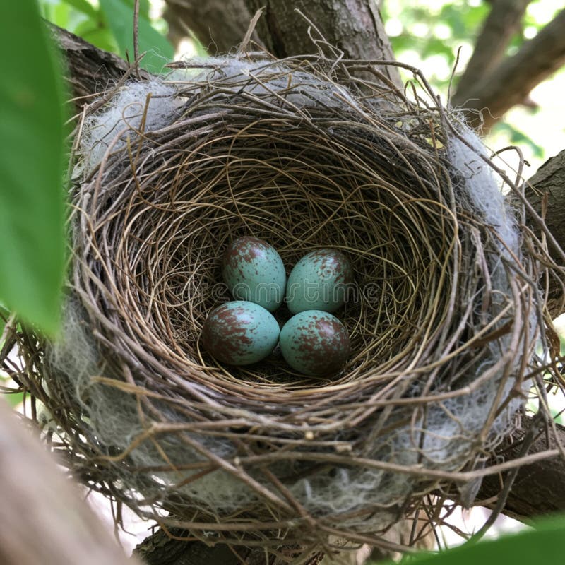 Bird S Nest Located among Tree Branches, Featuring a Compact, Rounded ...